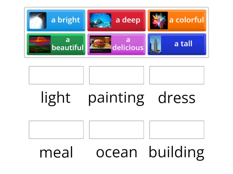 adjective noun matching - Match up