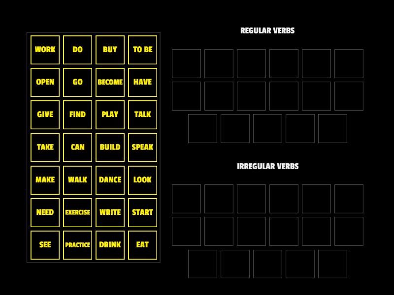 REGULAR AND IRREGULAR VERBS - Group sort