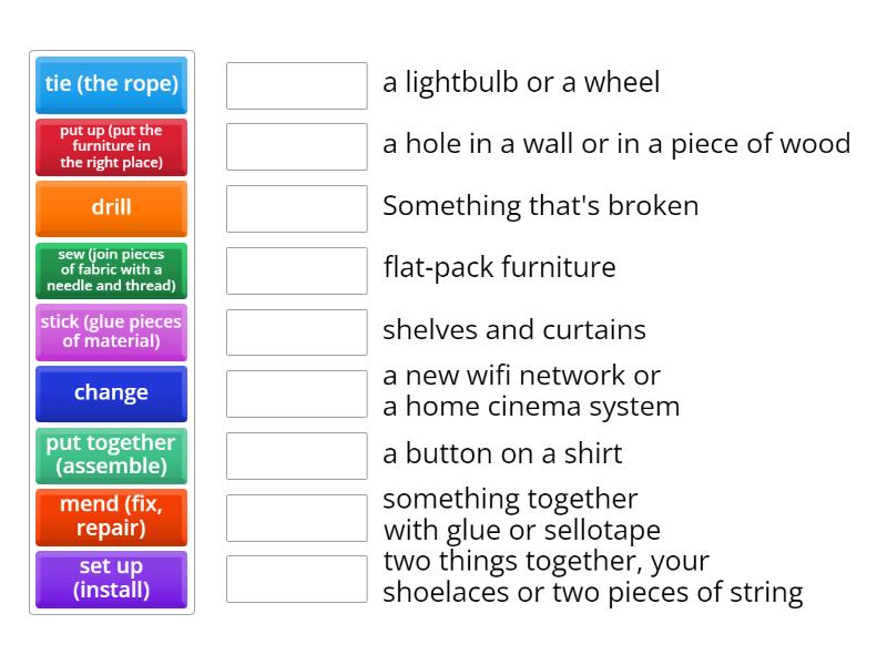 EF B1+ unit 6B DIY, verb phrases - Match up