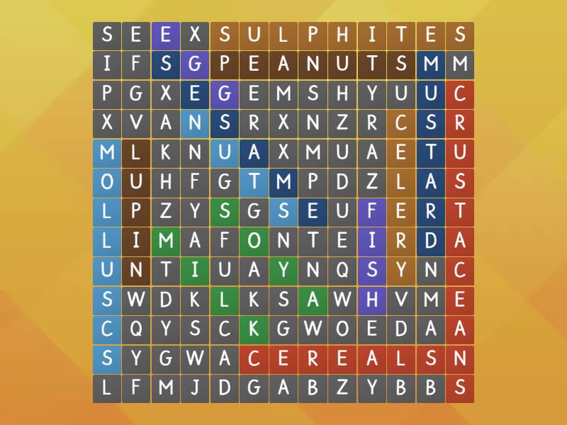 Food Allergens - Wordsearch