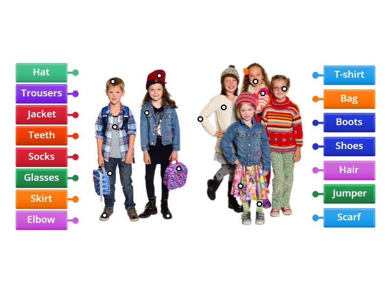 Clothes and body parts - Labelled diagram