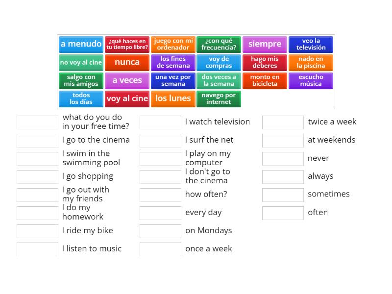 ¿Que haces en tu tiempo libre? - Match up
