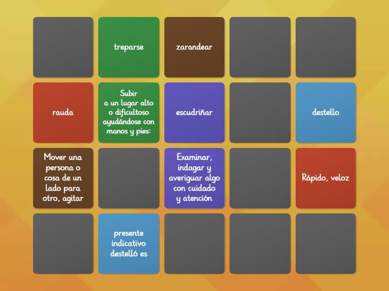 Vocabulario de ¨La Travesia de Enrique¨ en español - Parejas