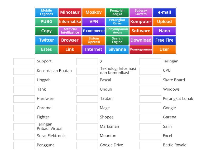 pre test informatika - Match up