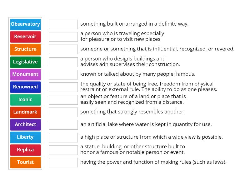 Landmark Vocabulary - Match up