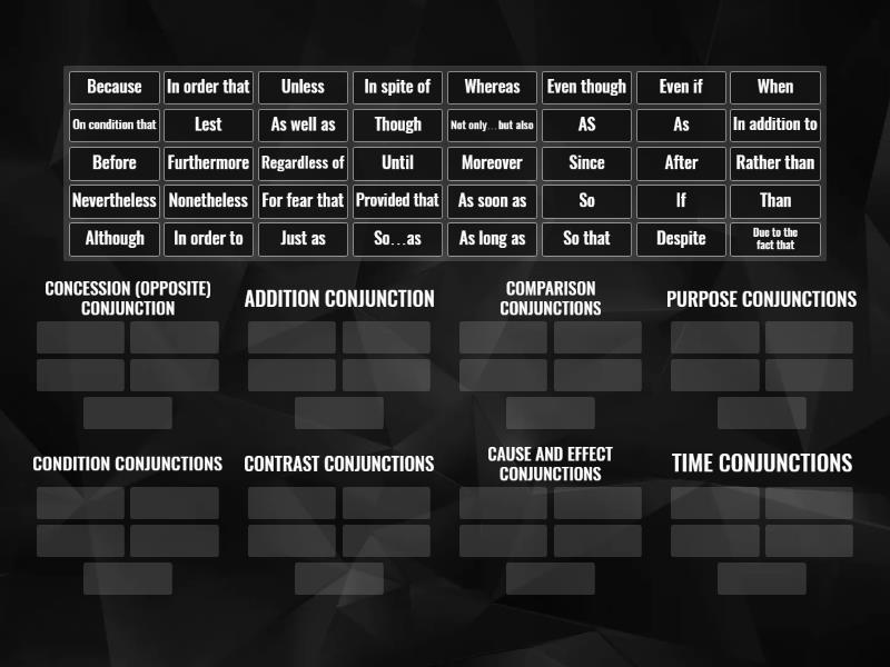 GRAMMAR: CONJUNCTIONS GROUPING - Group sort