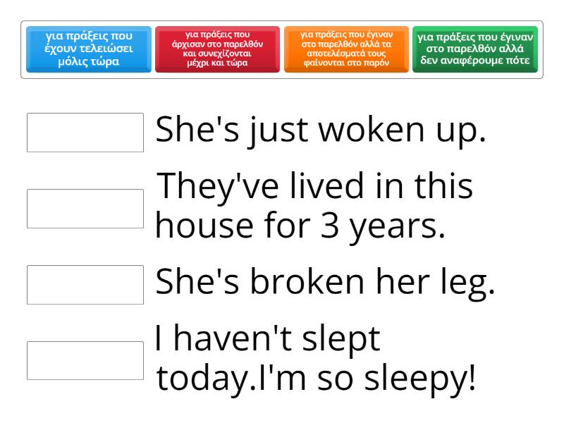 portal 3 unit 3 present perfect rules - Match up