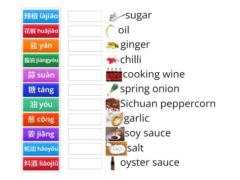 Vocabulary of seasonings - Match up