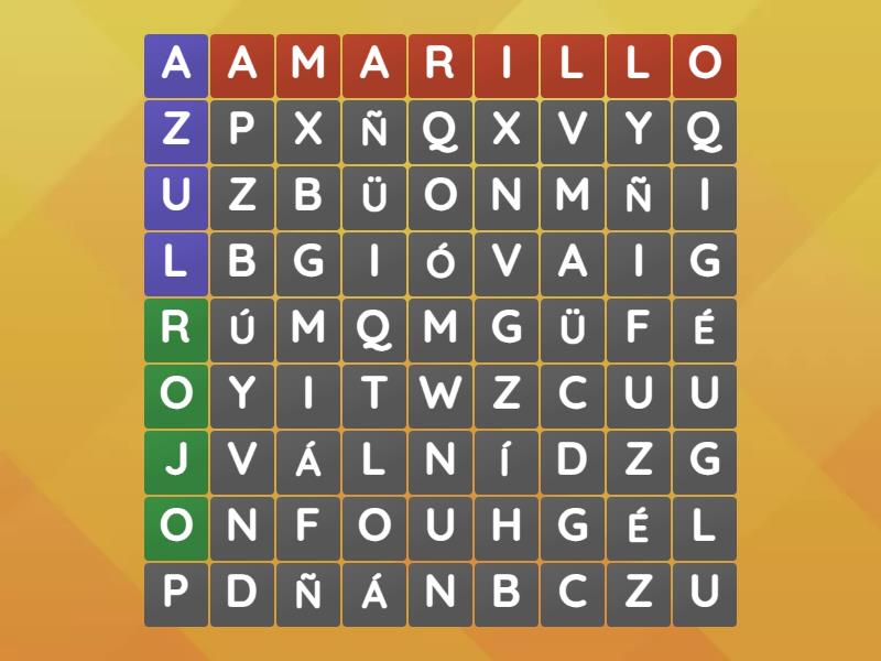 sopa de letras de los colores primarios - Wordsearch