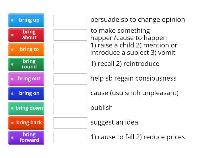 Phrasal Verb 'BRING' - Match up