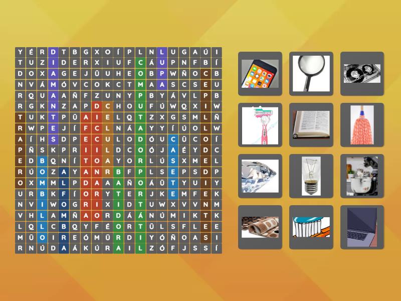 Objetos - Sopa de letras