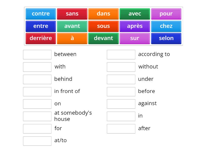Prepositions - Match up