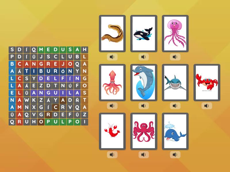 ANIMALES ACUATICOS - Wordsearch