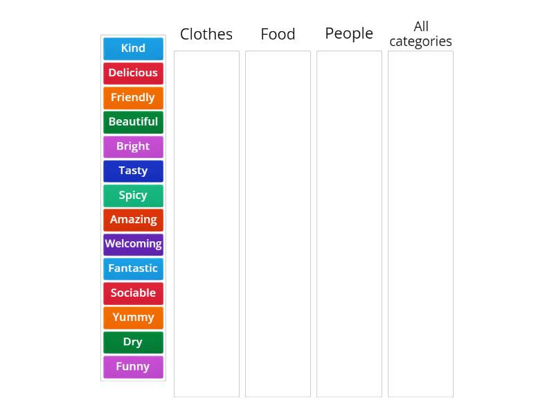 ESOL Pre Entry Adjectives sort - Categorize