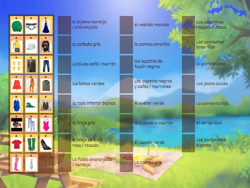 Unidad 9. La Ropa y los colores - Une las parejas