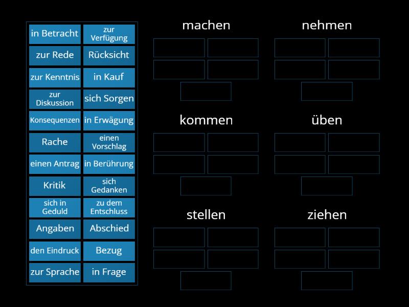 Nomen-Verb-Verbindungen 1 - Group sort