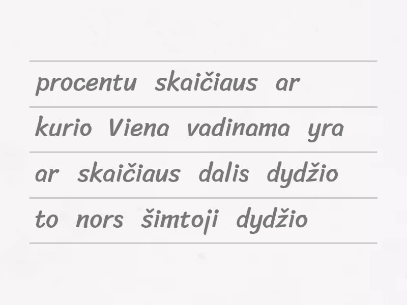 Procentai - Unjumble