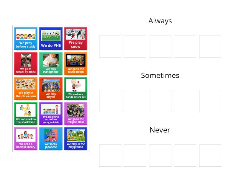 Always , Sometimes and Never - Group sort