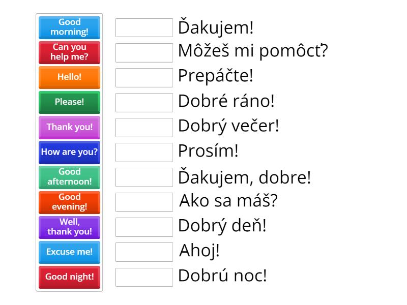 Say Hello! in Slovak - Match up