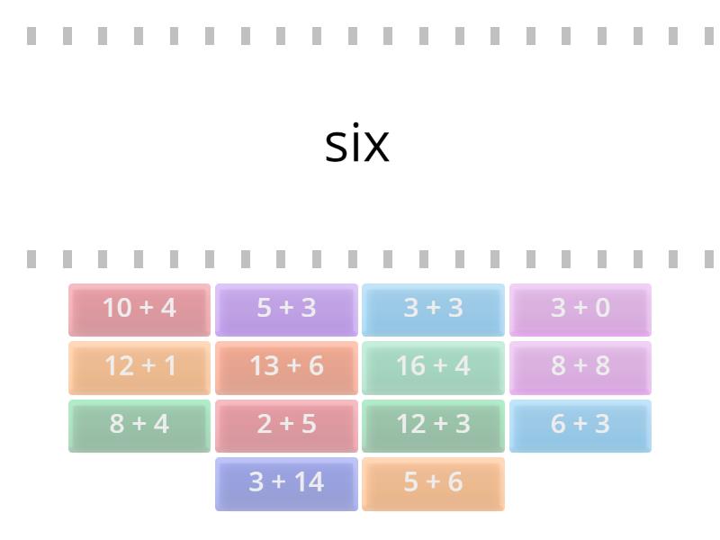 Numbers (addition to 20) - Find the match
