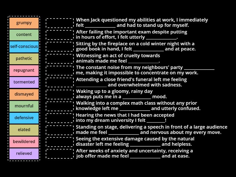 Emotional intelligence - vocabulary - Match up