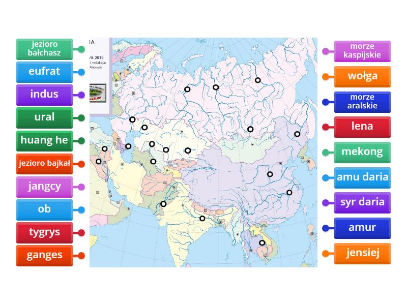 azja rzeki i jeziora - Labelled diagram