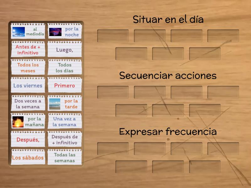 Expresiones de tiempo - Rutina - Ordenar por grupo