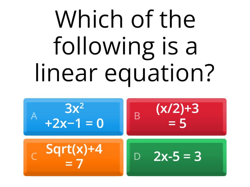 Identify the Linear Equation - Quiz