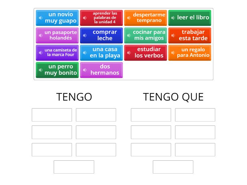 tener vs tener que - Group sort