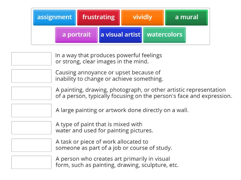 Visual art vocabulary (B1) - Match up