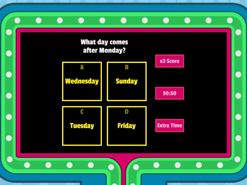 Days of the Week plenary quiz - Concurso de preguntas