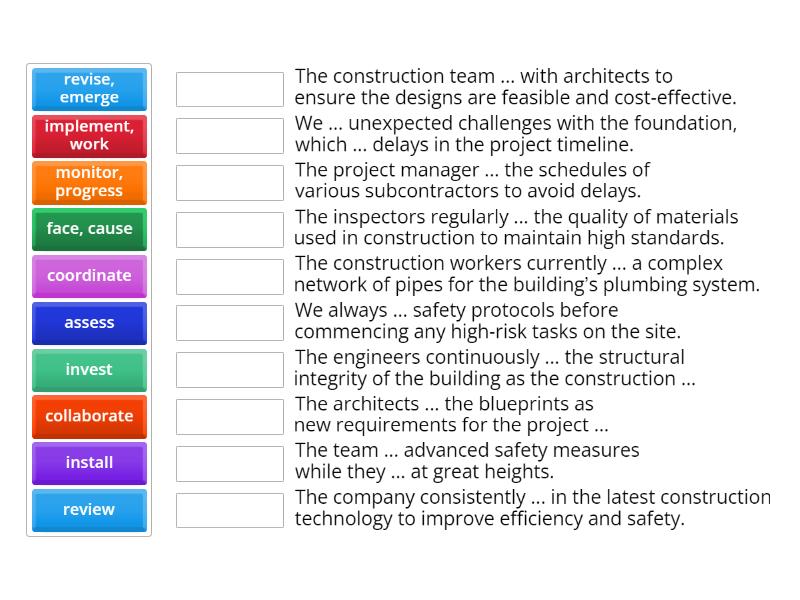 English for construction 2 [unit 1 | Teamwork] - Match up