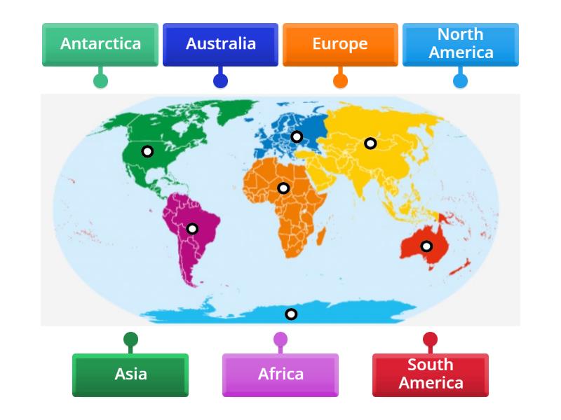 Label the 7 Continents - Labelled diagram
