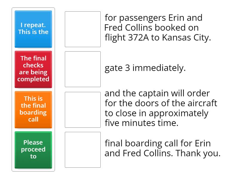Final Boarding Announcement - Match up