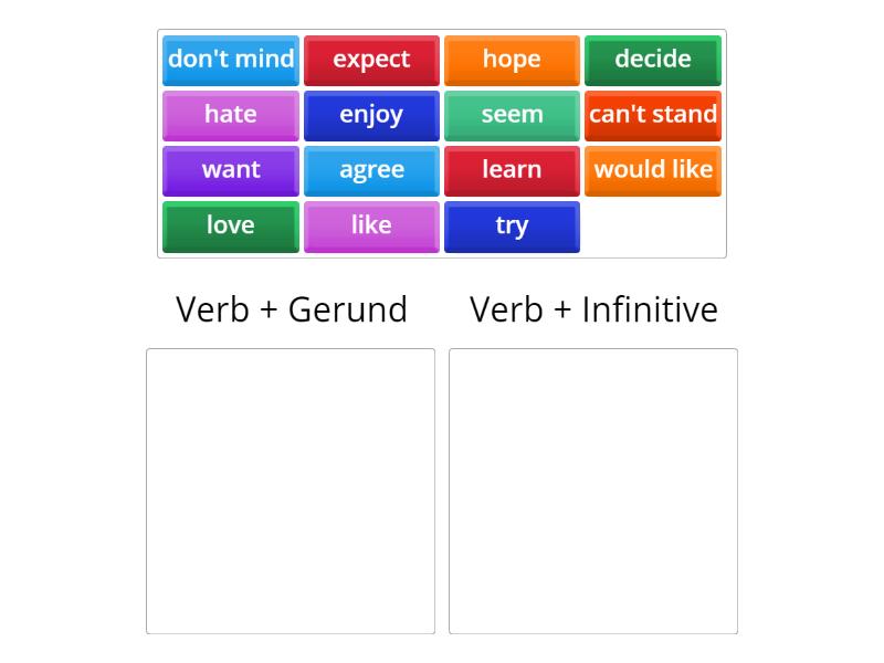Gerund / Infinitive - Group sort