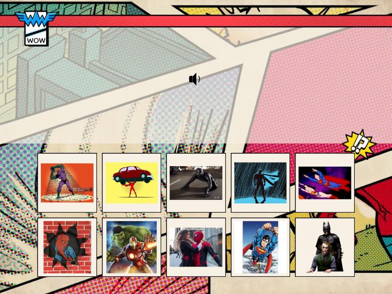 Superhero Positional Words - Find the match