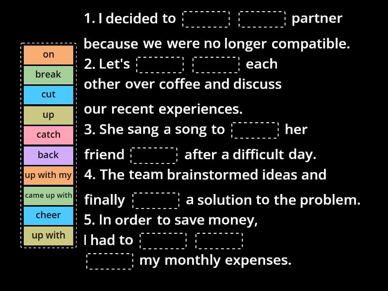 Unit 1 Phrasal Verbs Objectives C2 Sentence Matching - Complete the ...