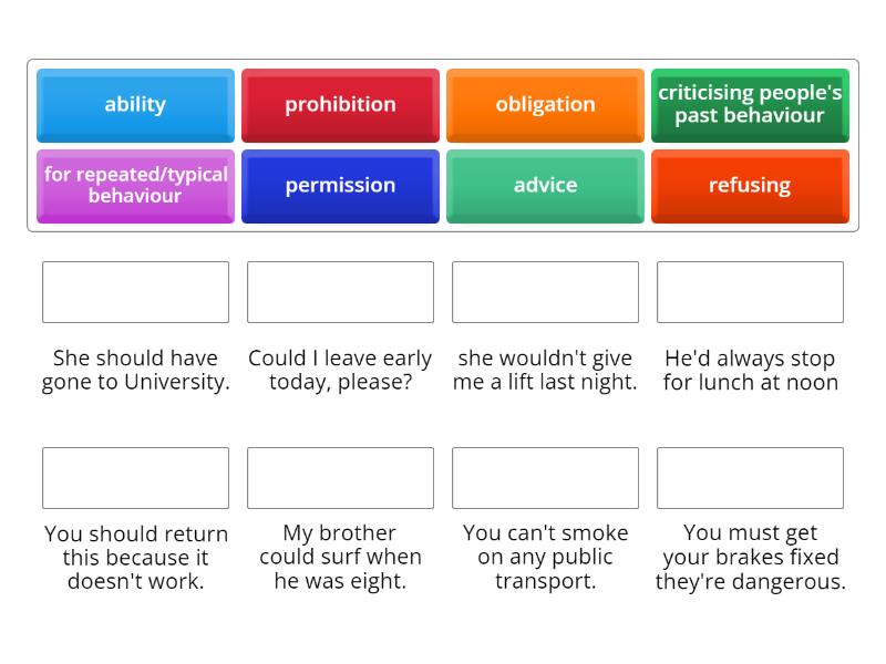 Match the function with the sentence - Match up