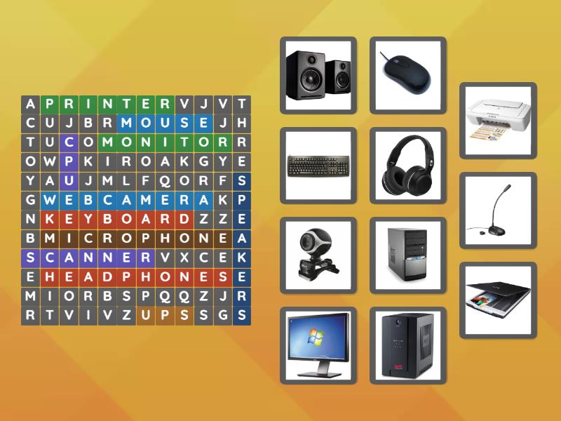 secondary parts of Computer - Wordsearch