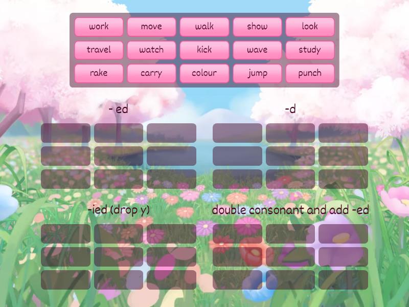 P3 Past Tense Verbs (Regular) - Group sort