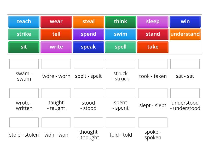Rainbow English 6. Irregular verbs (part 3) - Une las parejas