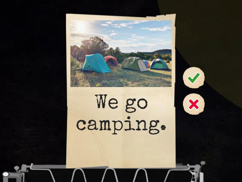 I go camping. - Flash cards
