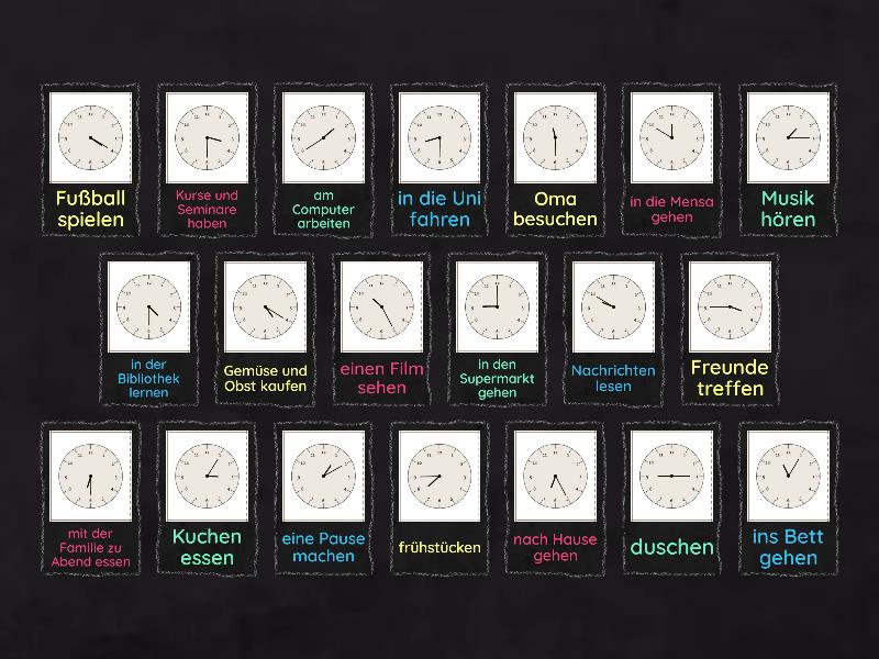 Uhrzeiten : Wann machst du was ? (NetzNeu A1 L5) - Flip tiles