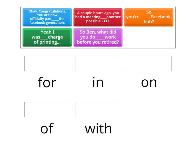 Use the right preposition - Match up