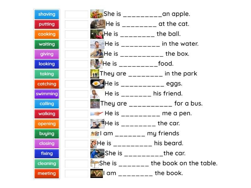 early verbs sentences gap fill - Match up