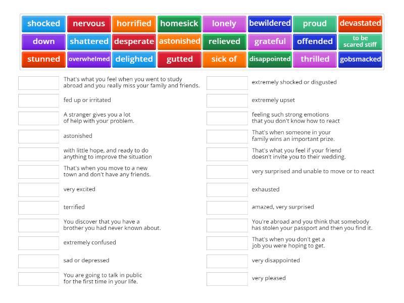 NEF Upper-intermediate Vocabulary 5A Feelings - Match up