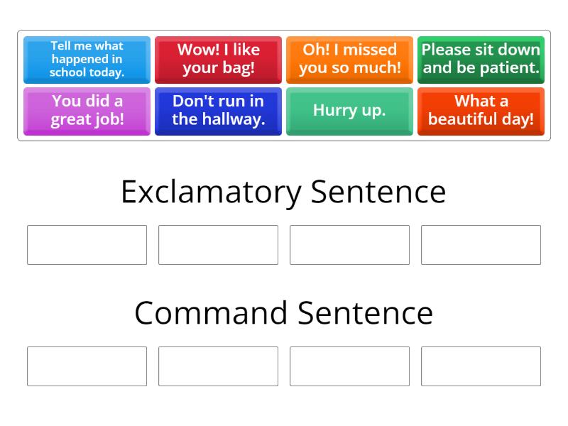 Exclamatory Sentence or Command Sentence - Group sort