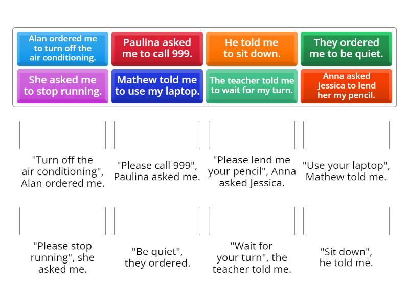 Reported Speech Commands and Requests - Match up