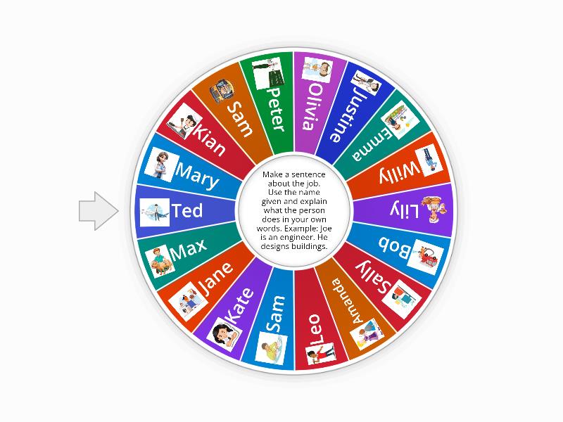 Jobs and Occupations: Practice Making Sentences - Spin the wheel
