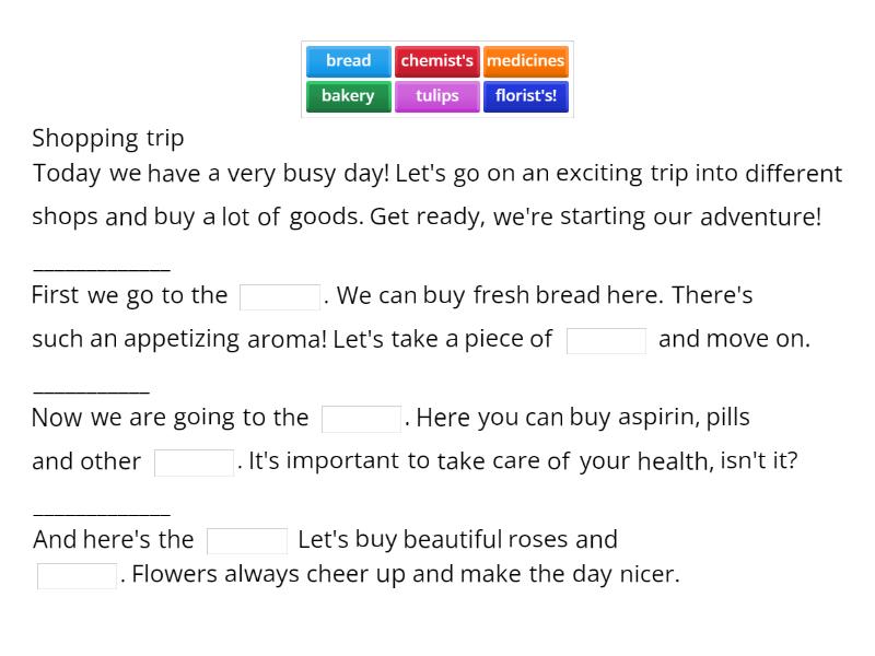 Shops - Complete the sentence
